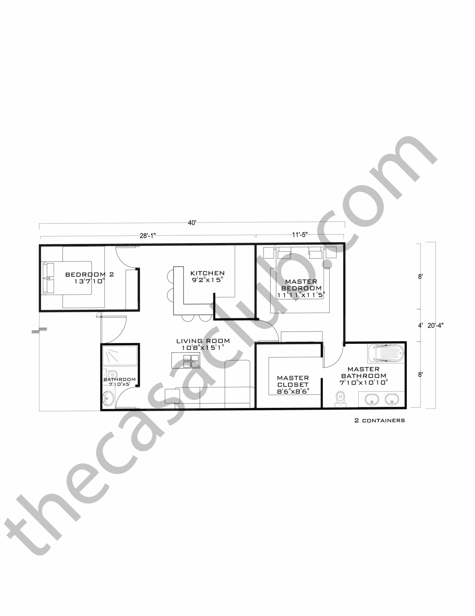 2 Bedroom Shipping Container Home Floor Plans