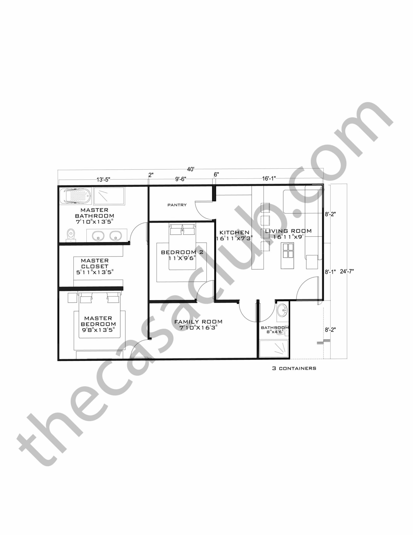 2 Bedroom Shipping Container Home Floor Plans