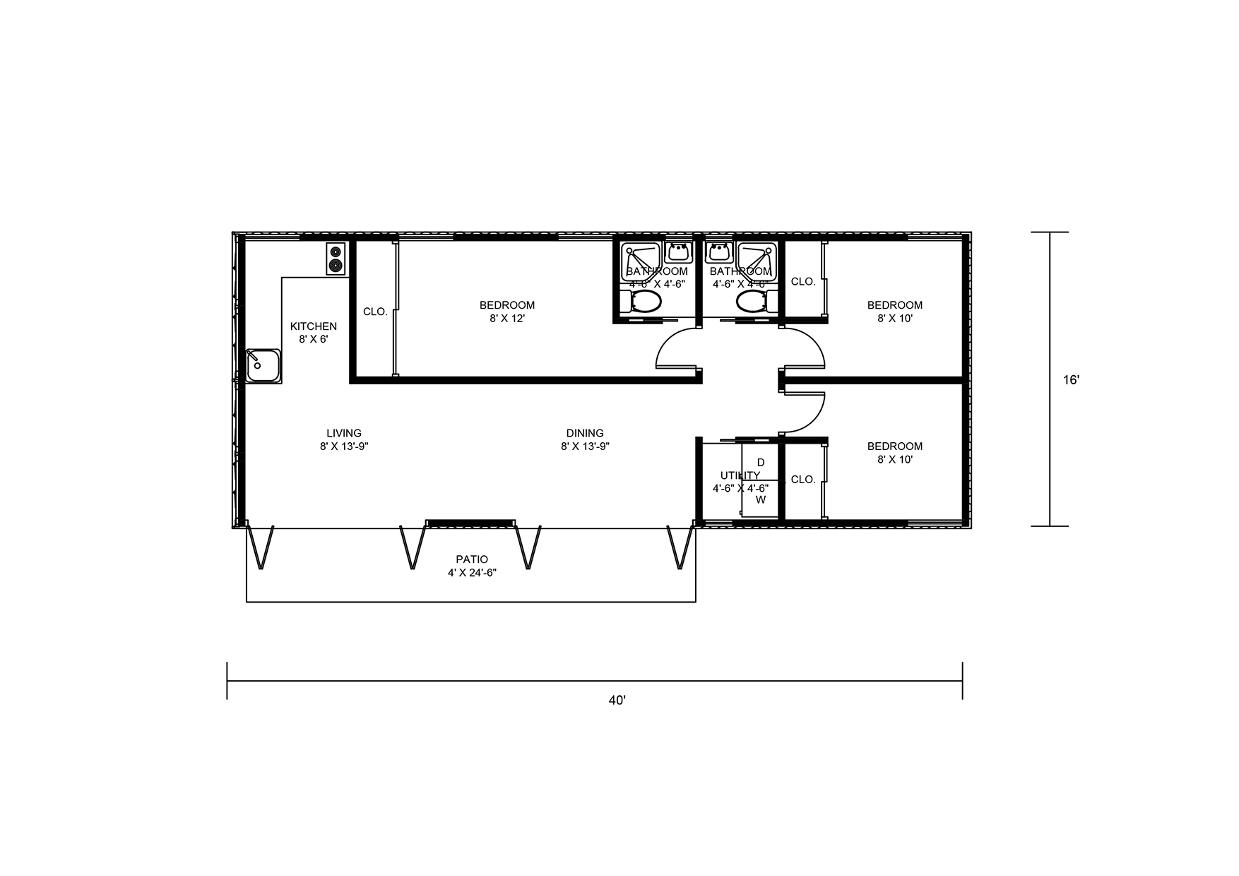 3 Bed Shipping Container Home Floor Plans