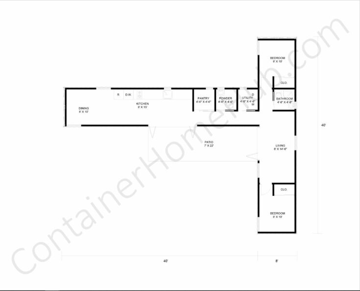 2 40-foot Shipping Container Home Floor Plans