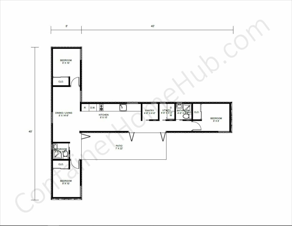 2 40-foot Shipping Container Home Floor Plans