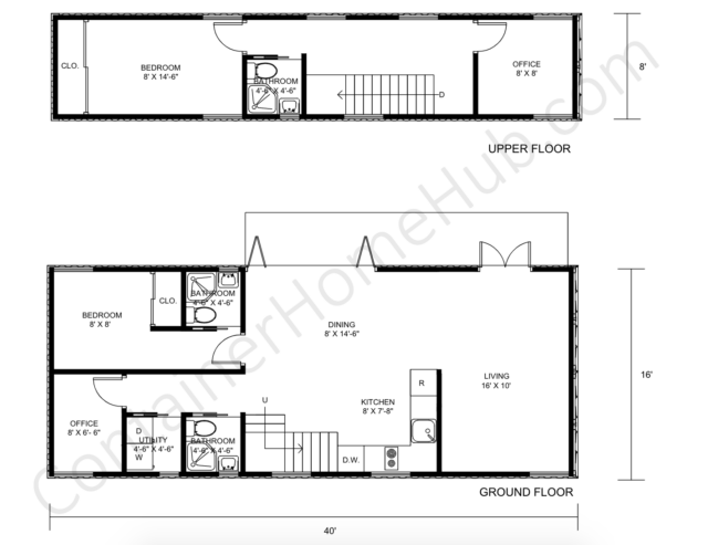 3 40 FT Shipping Container Home Plans